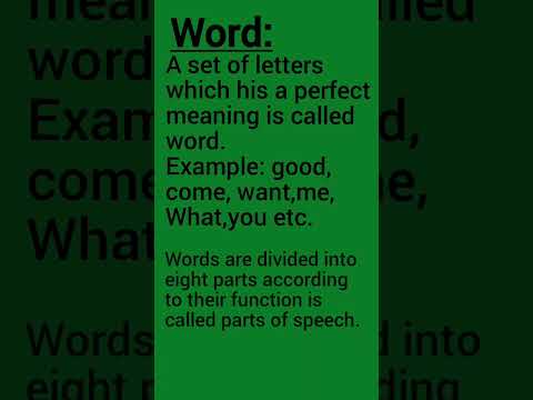 What is word| parts of words| types of words.