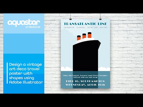 Design a vintage art deco travel poster with shapes using Adobe Illustrator