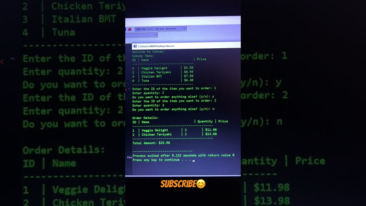 order bill IDE dev c++ #cppprogramming