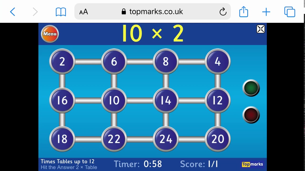 2x table Hit the button challenge
