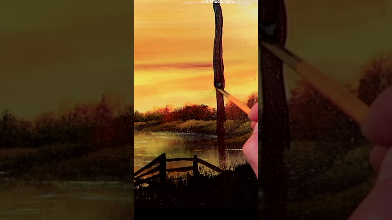 How to paint Gateway to Paradise Acrylic Landscape Painting Oval Brush Art #paintingtechniques