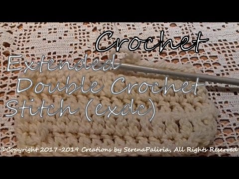 Extended Double Crochet How to do the extended double crochet stitch(abbreviated edc)/SUBTITLES