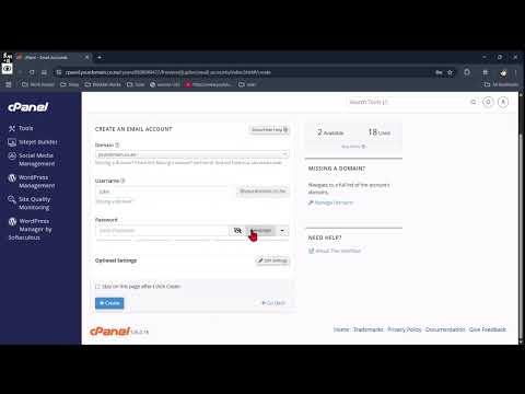 Email account creation in cPanel