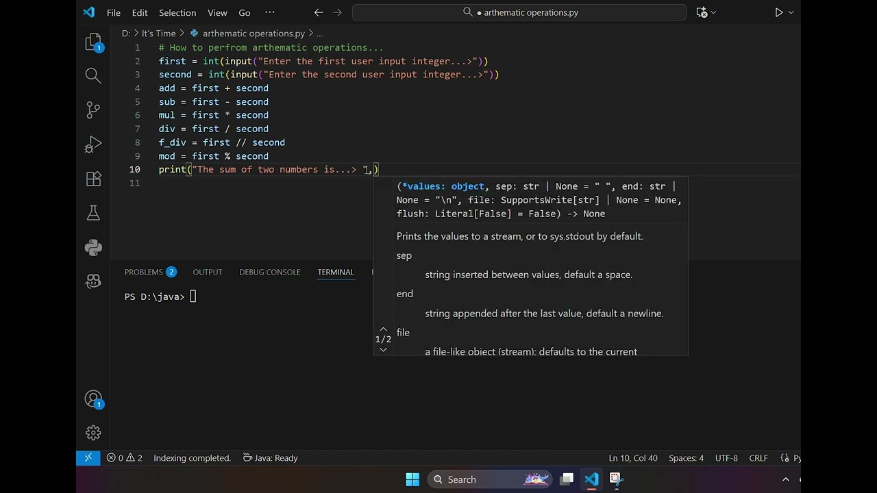 Arithmetic Operations in Python - Program solving using Python
