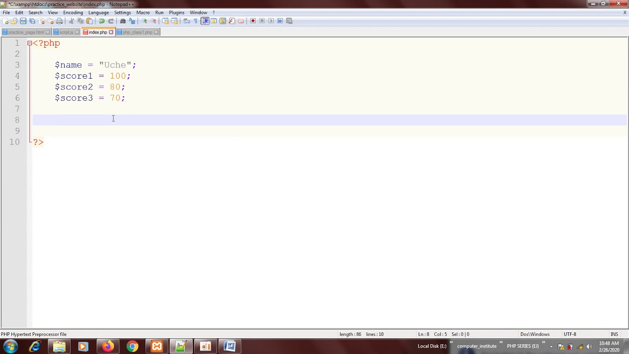15. PHP TUTORIAL -  Global and local variables