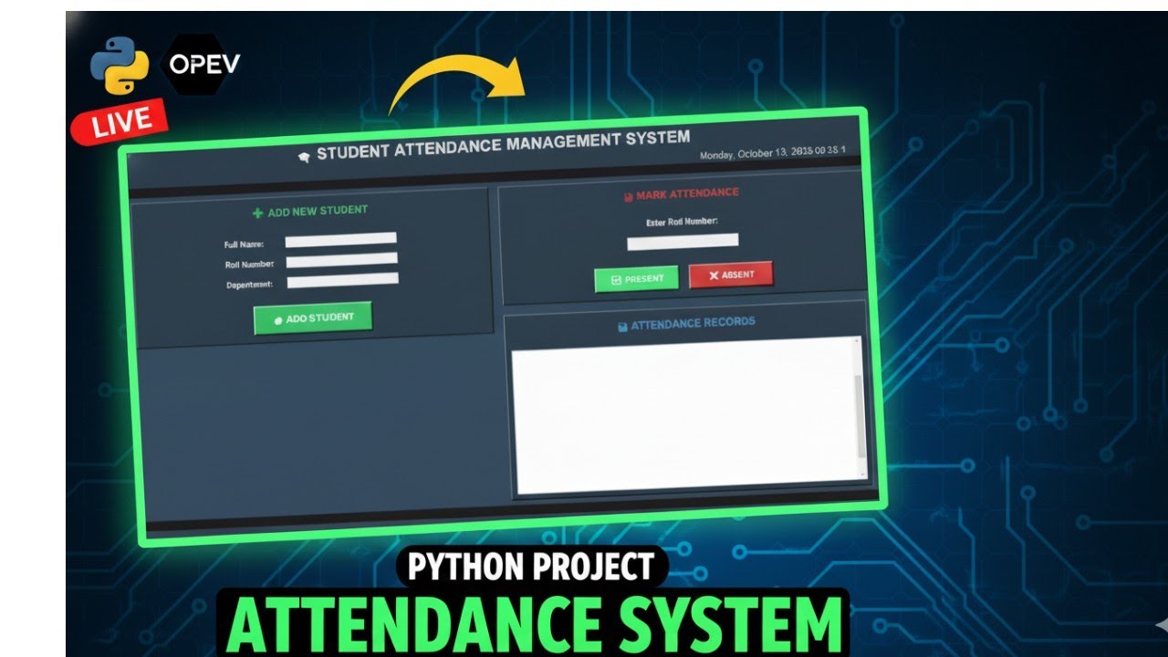 In 2 minute Fast Student Attendance Management System in Python |  GUI + Database #python #coding