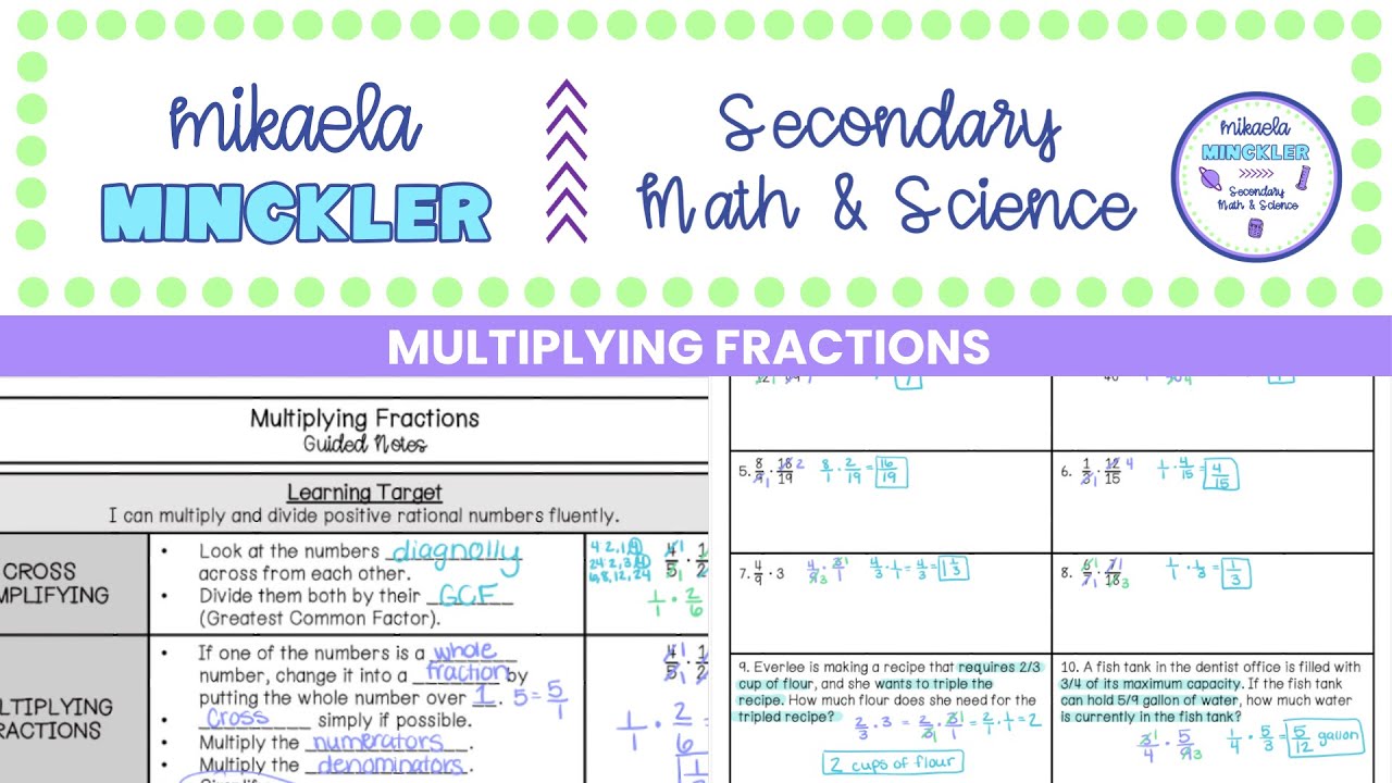 Multiplying Fractions Guided Notes Lesson | 6th Grade Math
