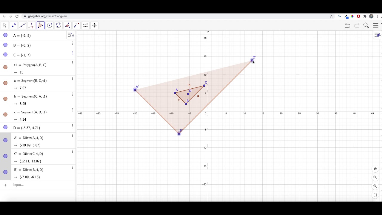5-3 Using Geogebra to Dilate a Triangle (Similar Triangles)
