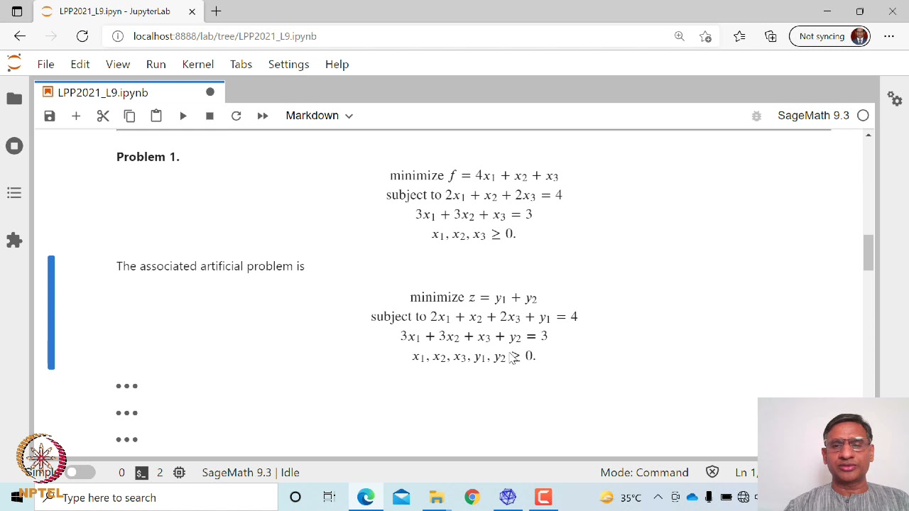 Two Phase Simplex Method in SageMath