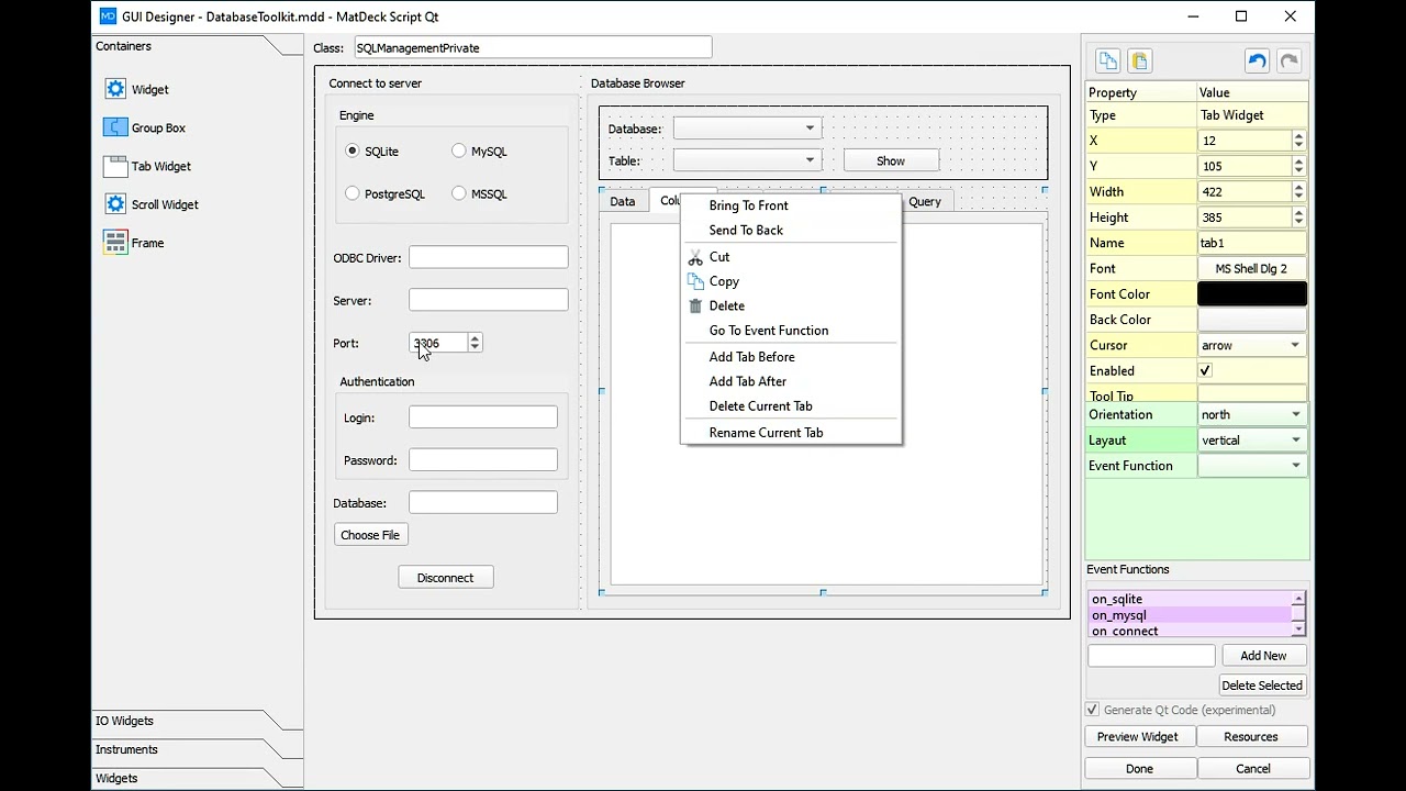 Drag and Drop MD Python GUI Designer in MatDeck - MatDeck Lessons