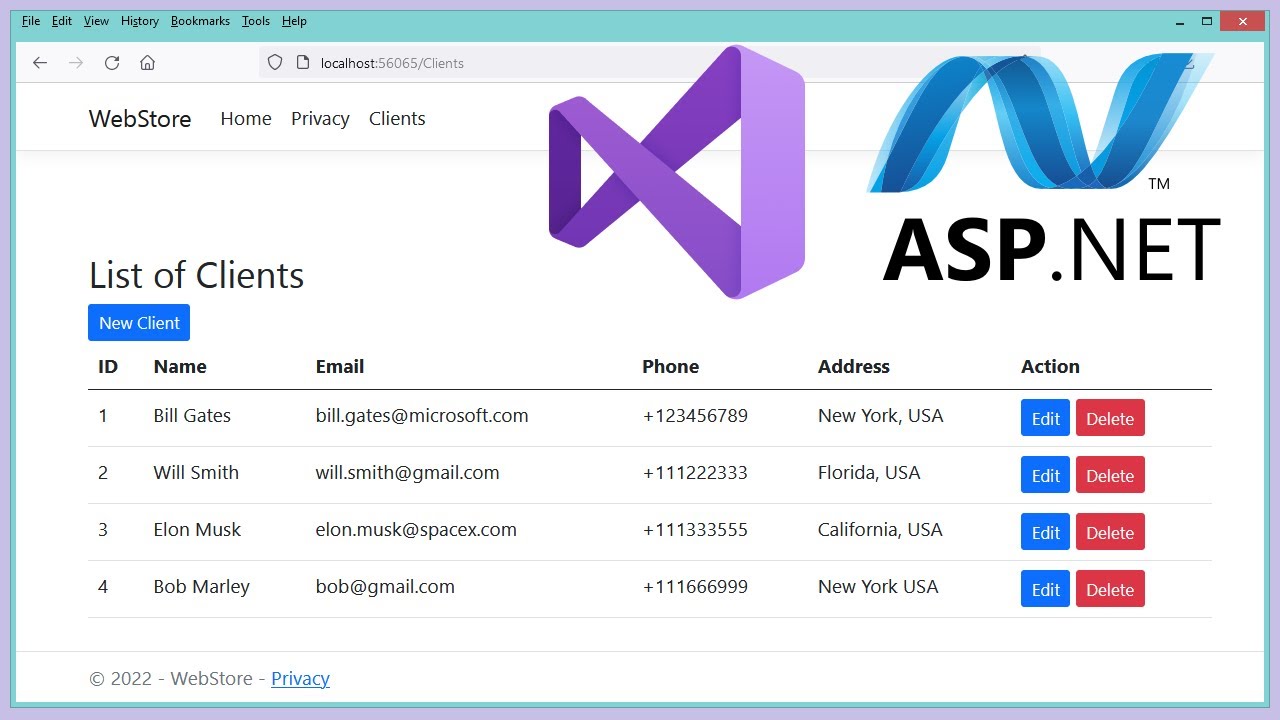 Fill HTML Table From SQL Server Database Using ASP.NET Core and Razor Pages | Visual Studio 2022