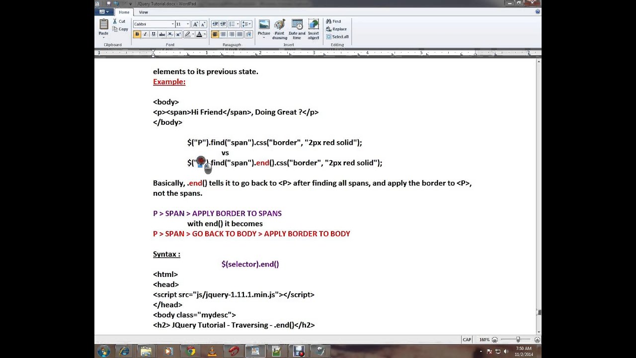 END METHOD IN JQUERY DEMO