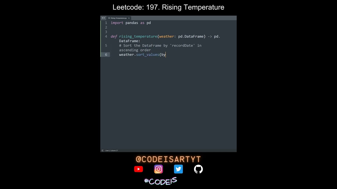 Leetcode 197. Rising Temperature in Python | Python Leetcode | Python Coding Tutorial | Python ASMR