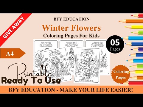 1062 FREE Winter Flowers Coloring Pages For Kids | Color and Learn | 5 Pages