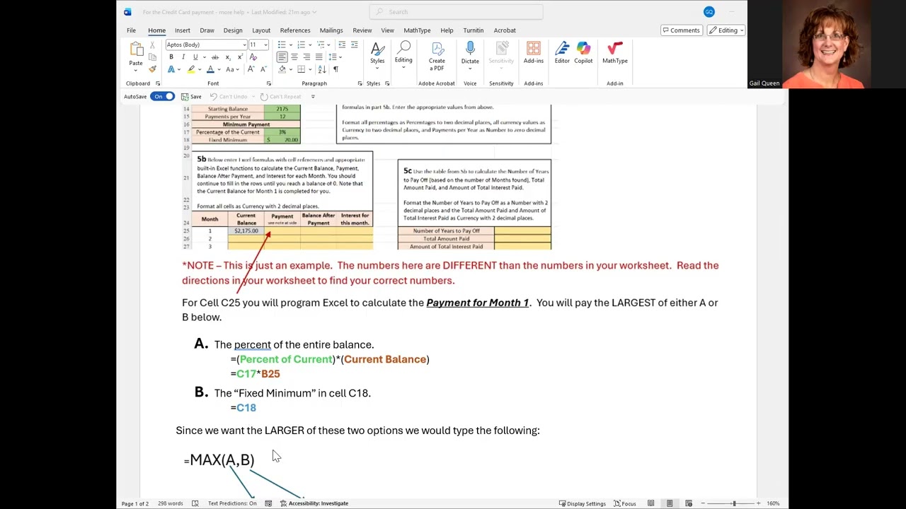 MAT144 - MA2   Help with Credit Card portion  (updated)