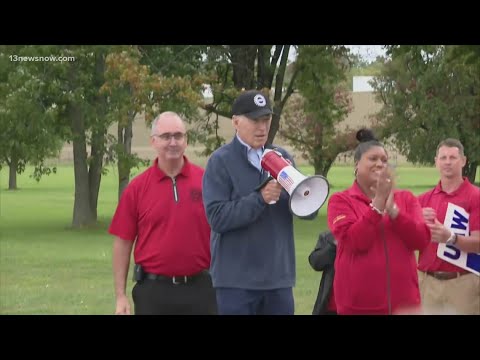 Biden visits UAW picket line, first sitting president to walk a picket line