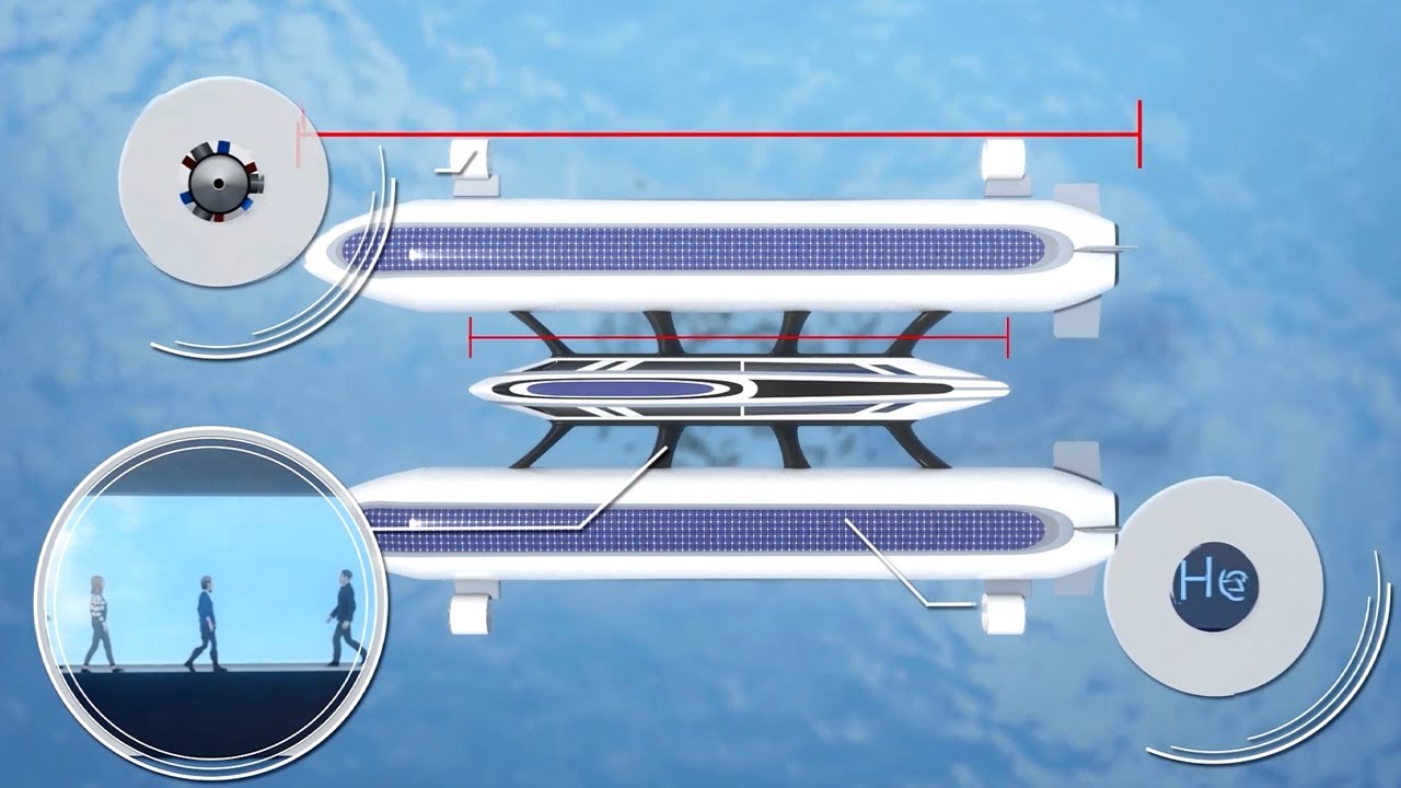 Superyacht concept flies using blimp catamaran