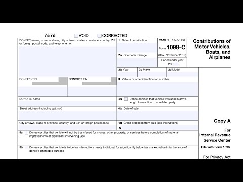 IRS Form 1098-C walkthrough (Contributions of Motor Vehicles, Boats, or Airplanes)