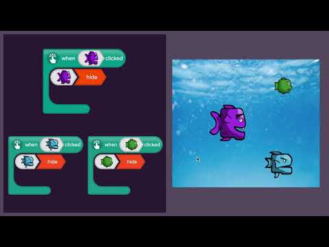 Block coding - Level 1: Catch the fish from Simple inputs