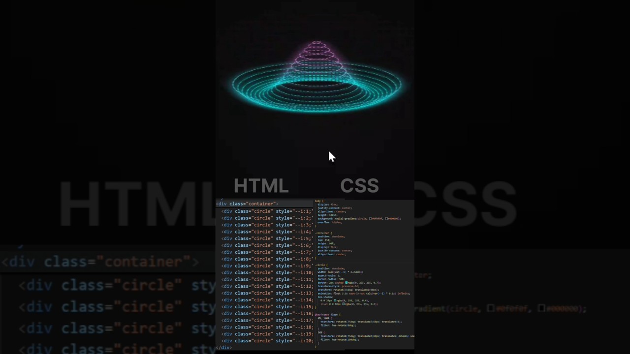 3D Floating Rings Animation using Pure HTML & CSS 🚀 | No JavaScript! #coding #python #webdesign