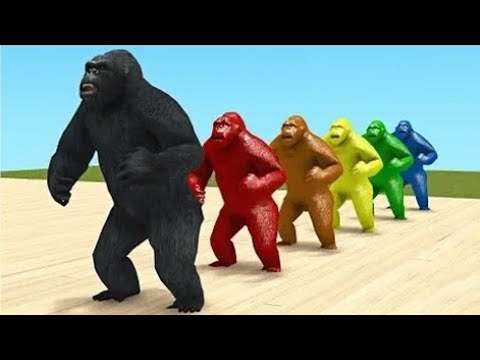 Animals play football , Gorilla, Zombie T-Rex, Tiger, Hippopotamus, Elephant