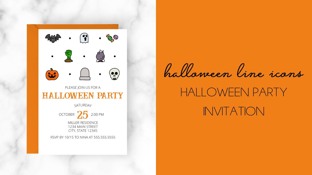 🎃 Halloween Line Icons Party Invitation | How to Customize on Zazzle 🕸️