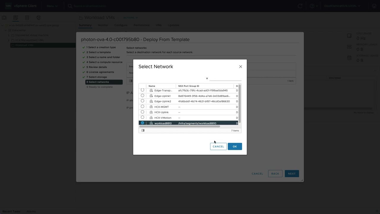 Deploy Workload VMs from Content Library on Google Cloud VMware Engine