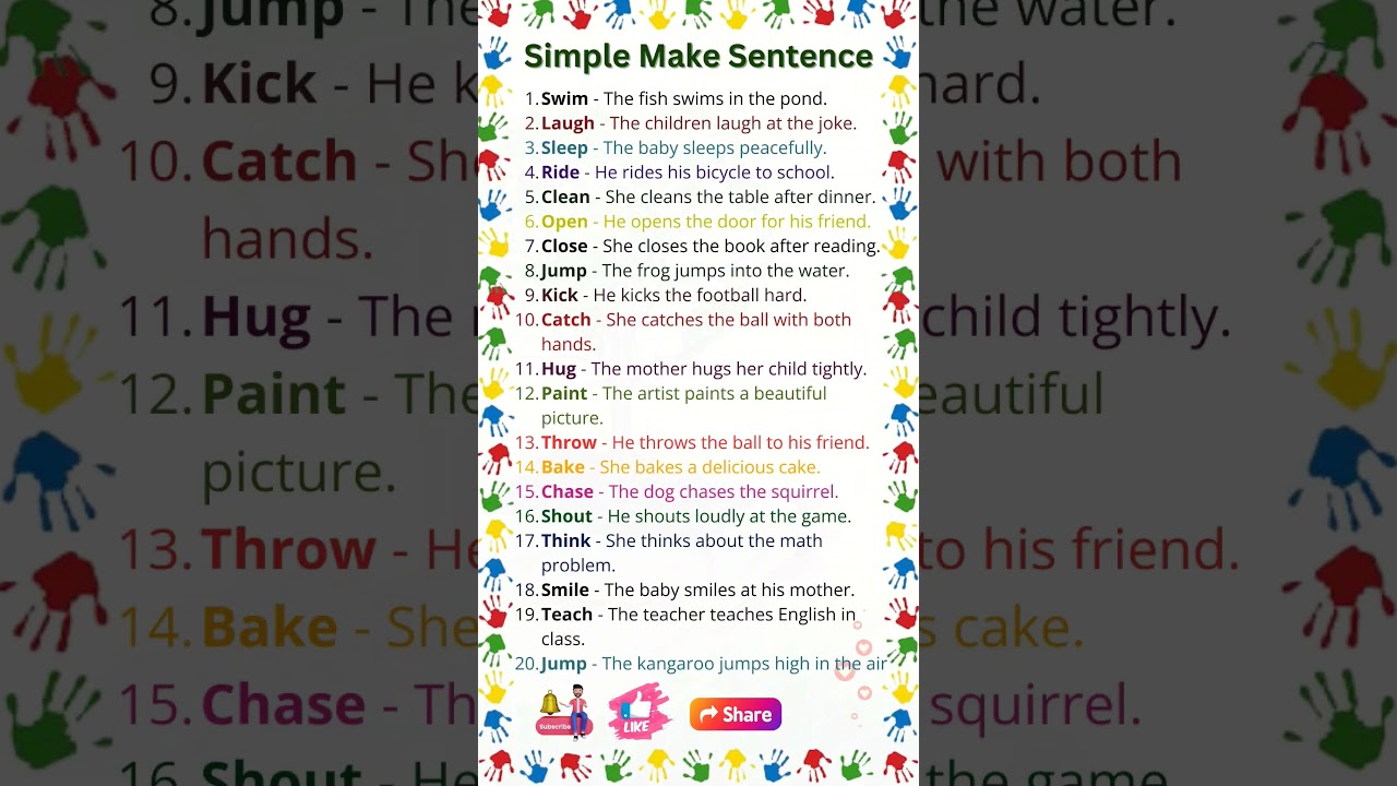 Make Sentences for Kids | Simple Verbs for Kids | Action Verbs for Kids |  Make Sentence | Verb