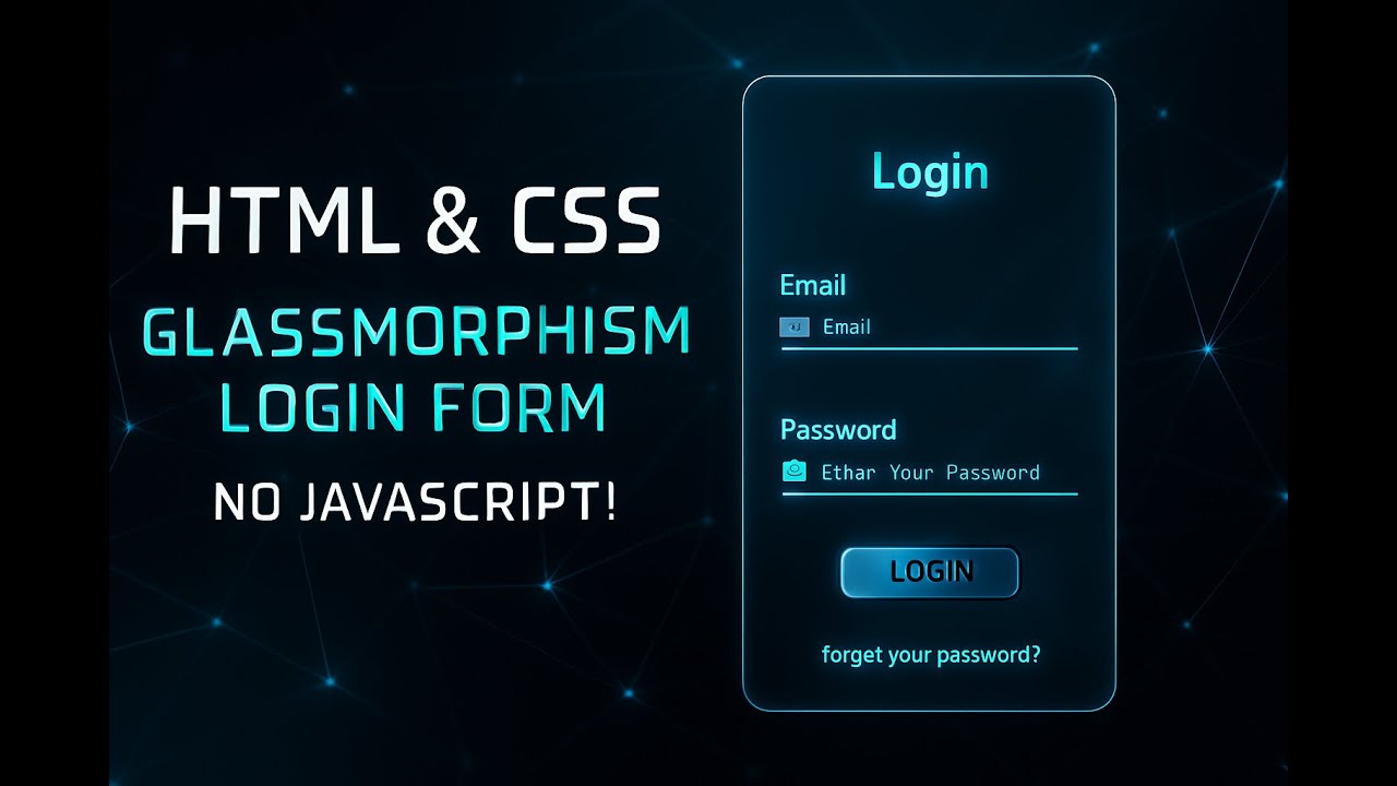 Glassmorphism Login Form using HTML & CSS | Blur Effect  UI |No JavaScript!|FullVideo#glassmorphism