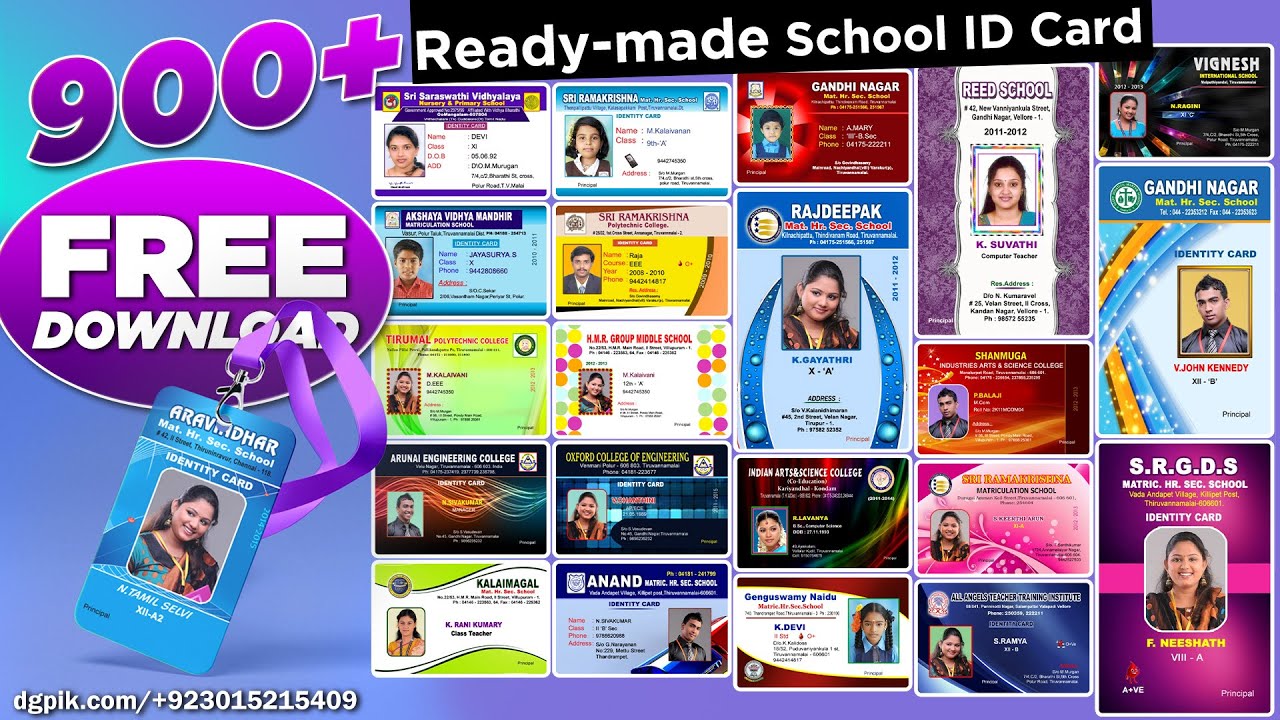 900+ Ready-Made School ID Card Editable PSD Templates Pack Free Download