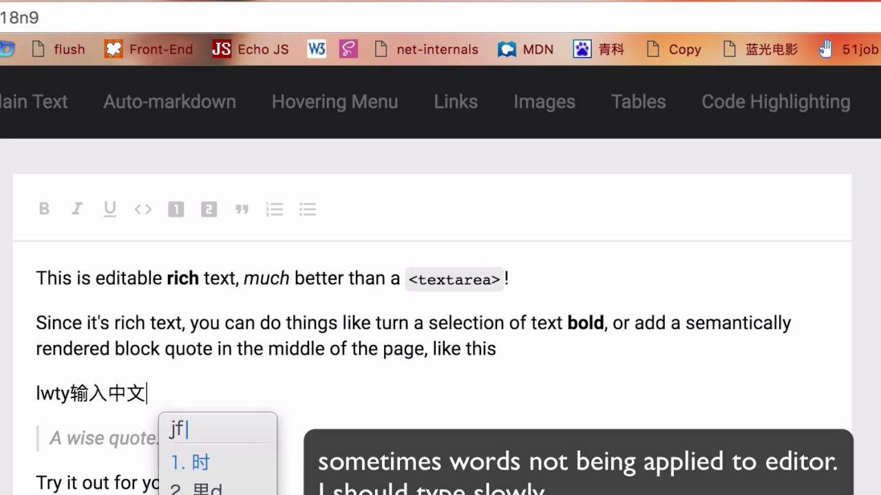 problems when using slate editor