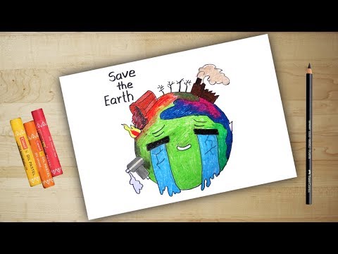 save the earth poster drawing | How to draw save Earth step by step