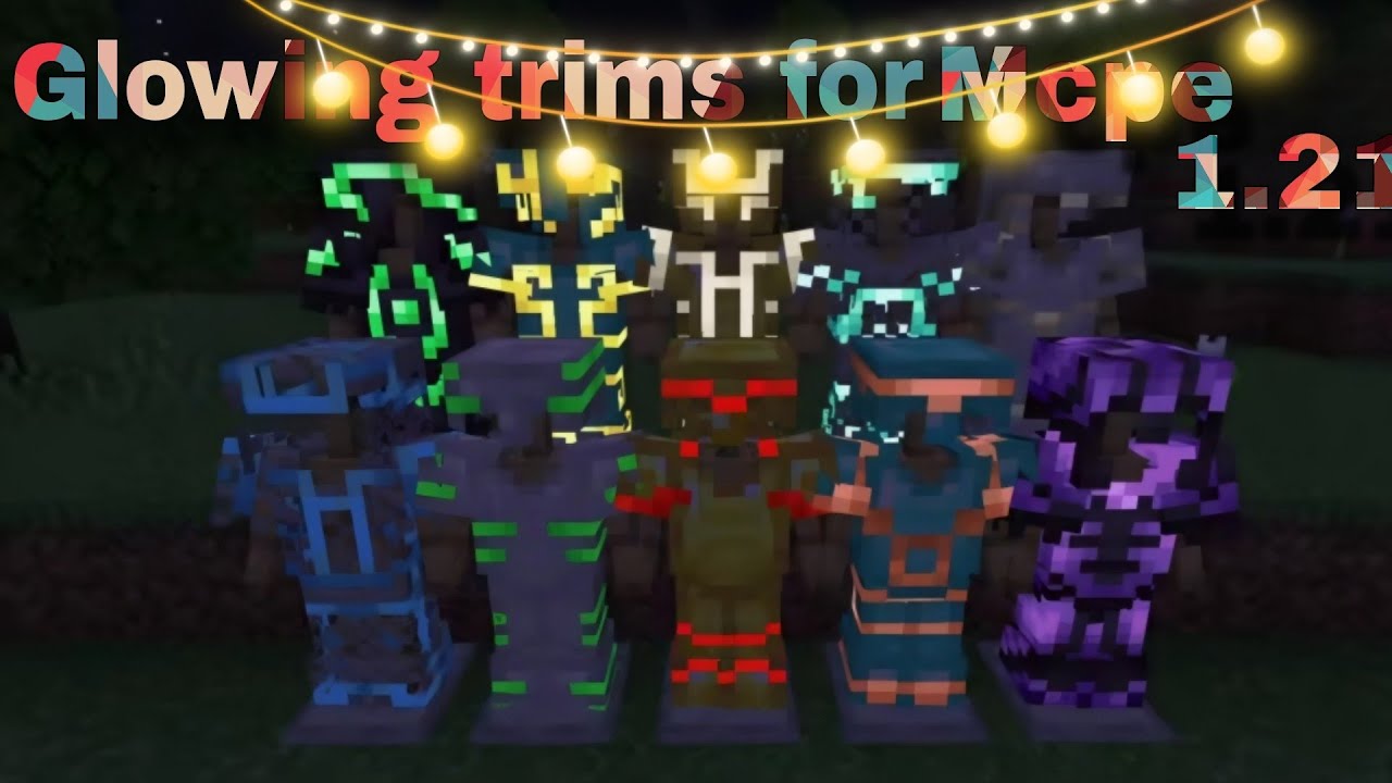 Glowing armour trim texture pack for Minecraft pocket edition 1.21!