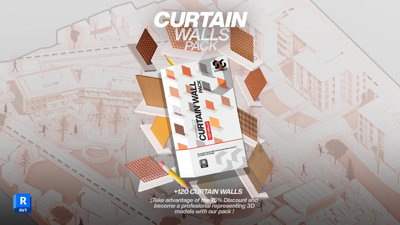 Pack +120 Curtain Walls (Parametric)
