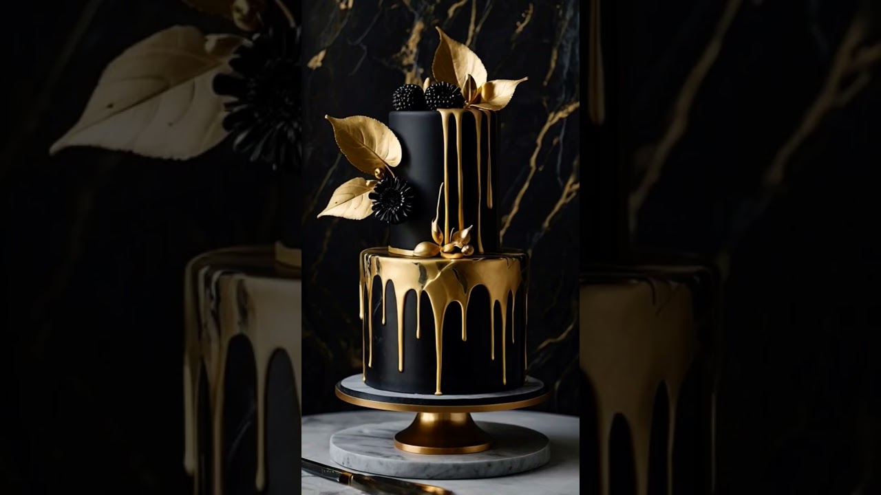 Top 50 Black Gold Wedding Cake Trends for 2025 l #goldcake #weddingcake #blackgoldcake