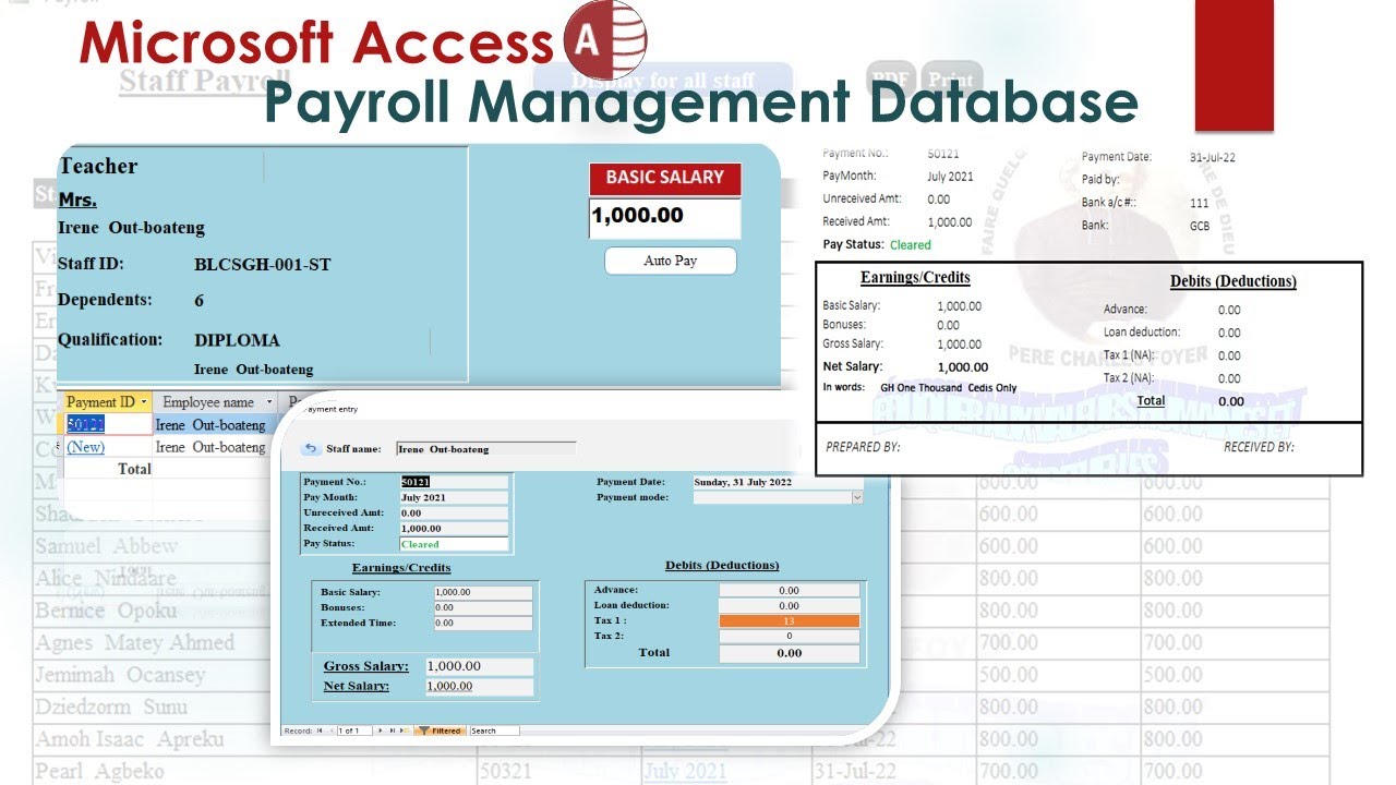 How to create Employee salary / Payroll management database in Microsoft Access | Payslip module