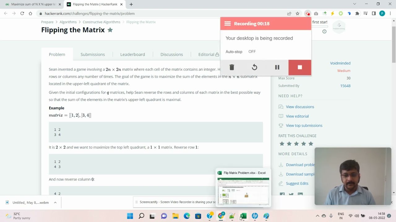 Flipping the Matrix : Solution to Hackerrank Challenge