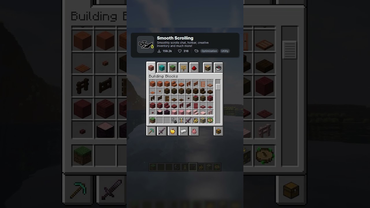 Minecraft Smooth Scrolling Mod #shorts