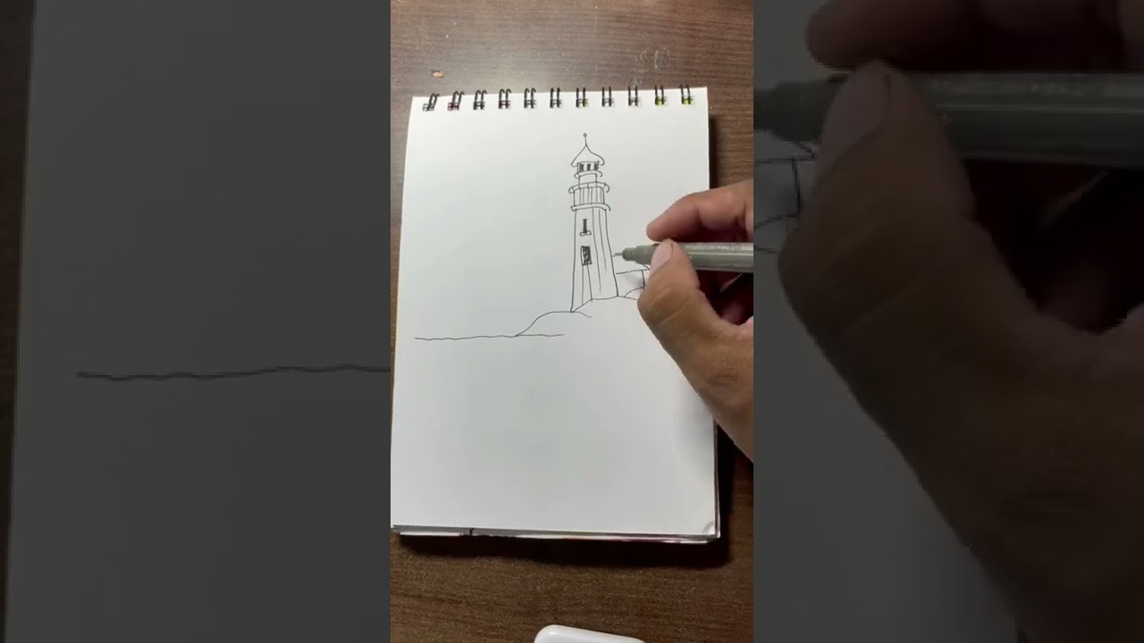 Lighthouse drawing easy step by step | simple lighthouse sketch tutorial