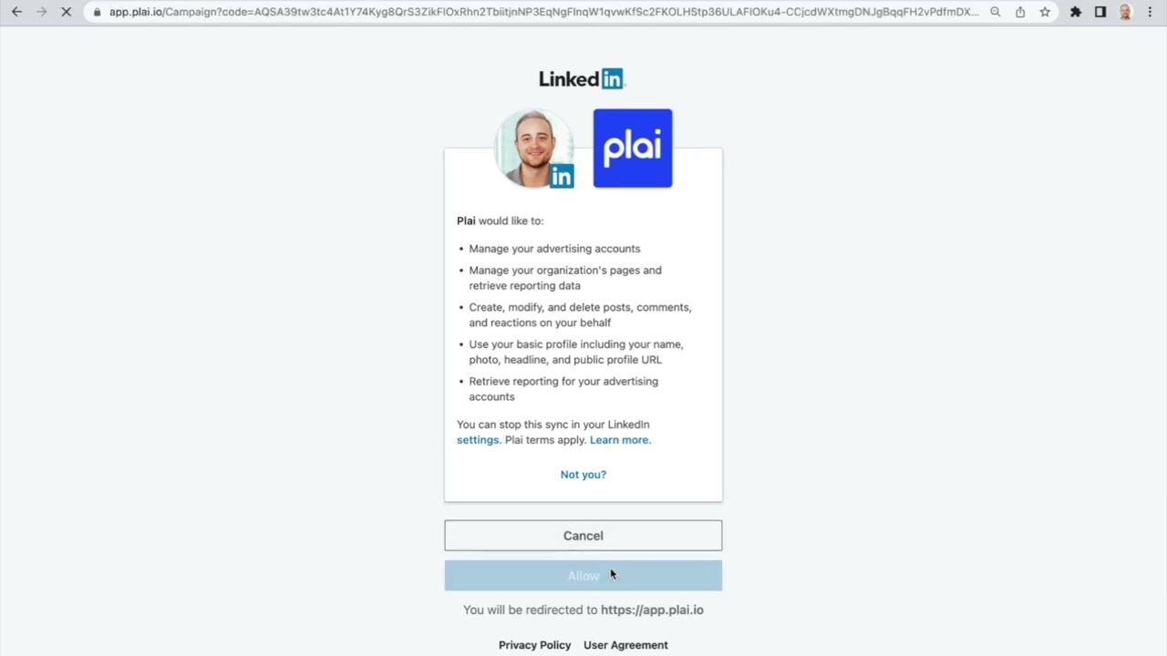 Connect Linkedin to Plai