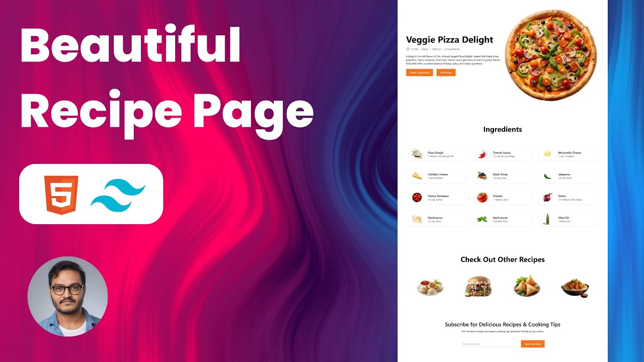 🎨 Design a Gorgeous & Minimalist Recipe Page Using HTML & Tailwind CSS | Easy Step-by-Step Guide 🍰