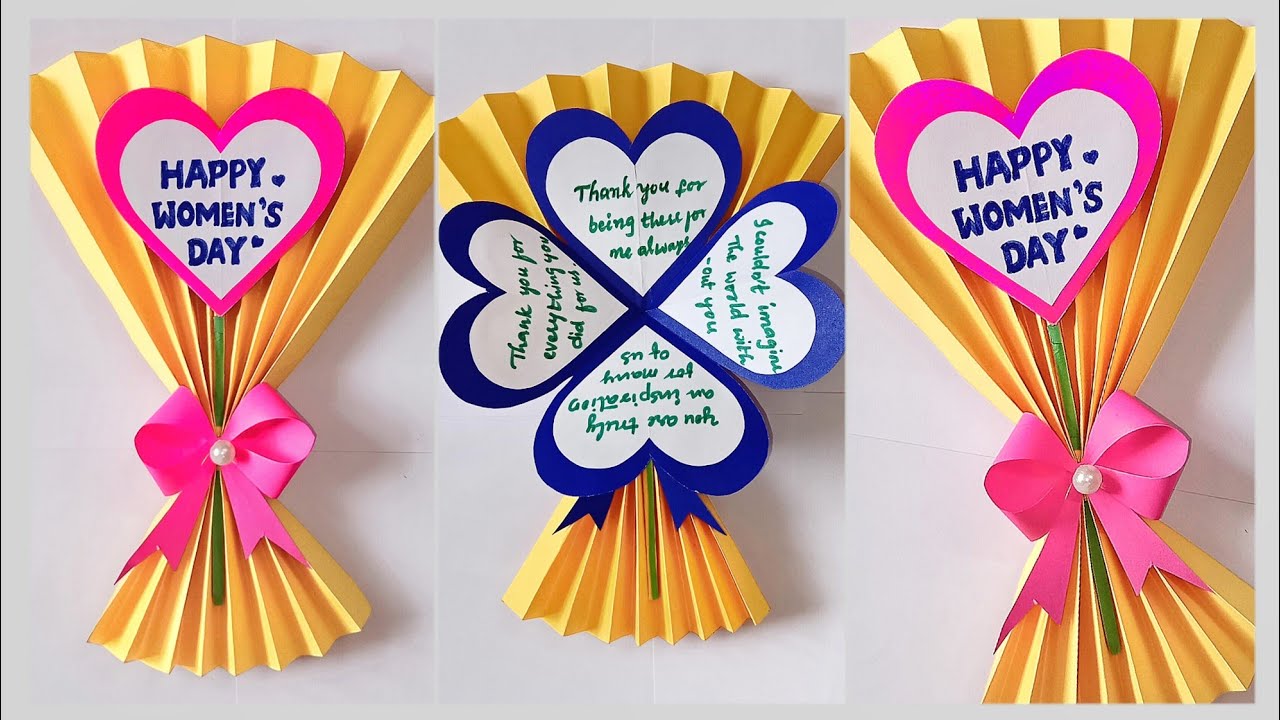 Women's day Greeting card making 💗 Women's day gift card Tutorial #womensdaycard #womensdaygift