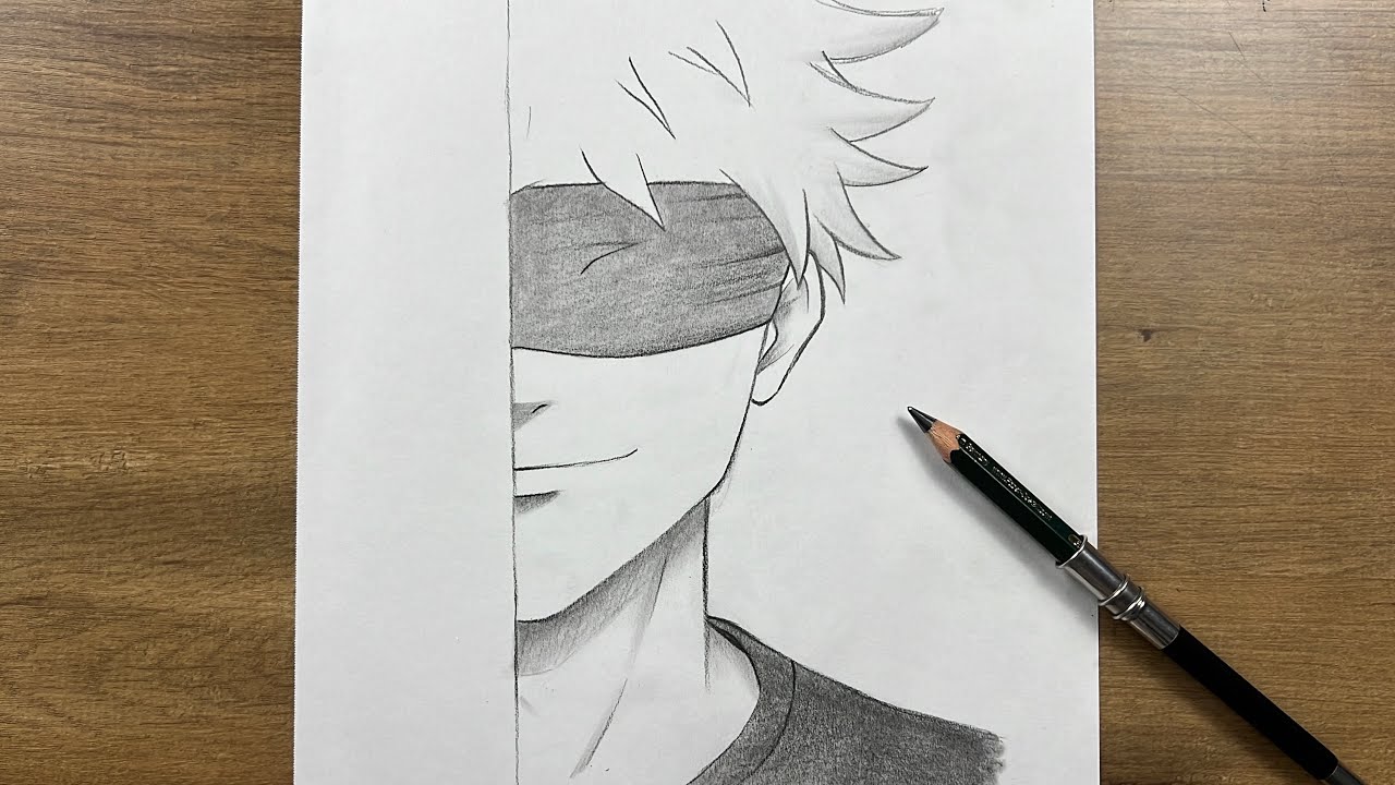 How to Draw Gojo Satoru Half Face (ALT) Step by Step | Jujutsu Kaisen Anime Drawing Tutorial