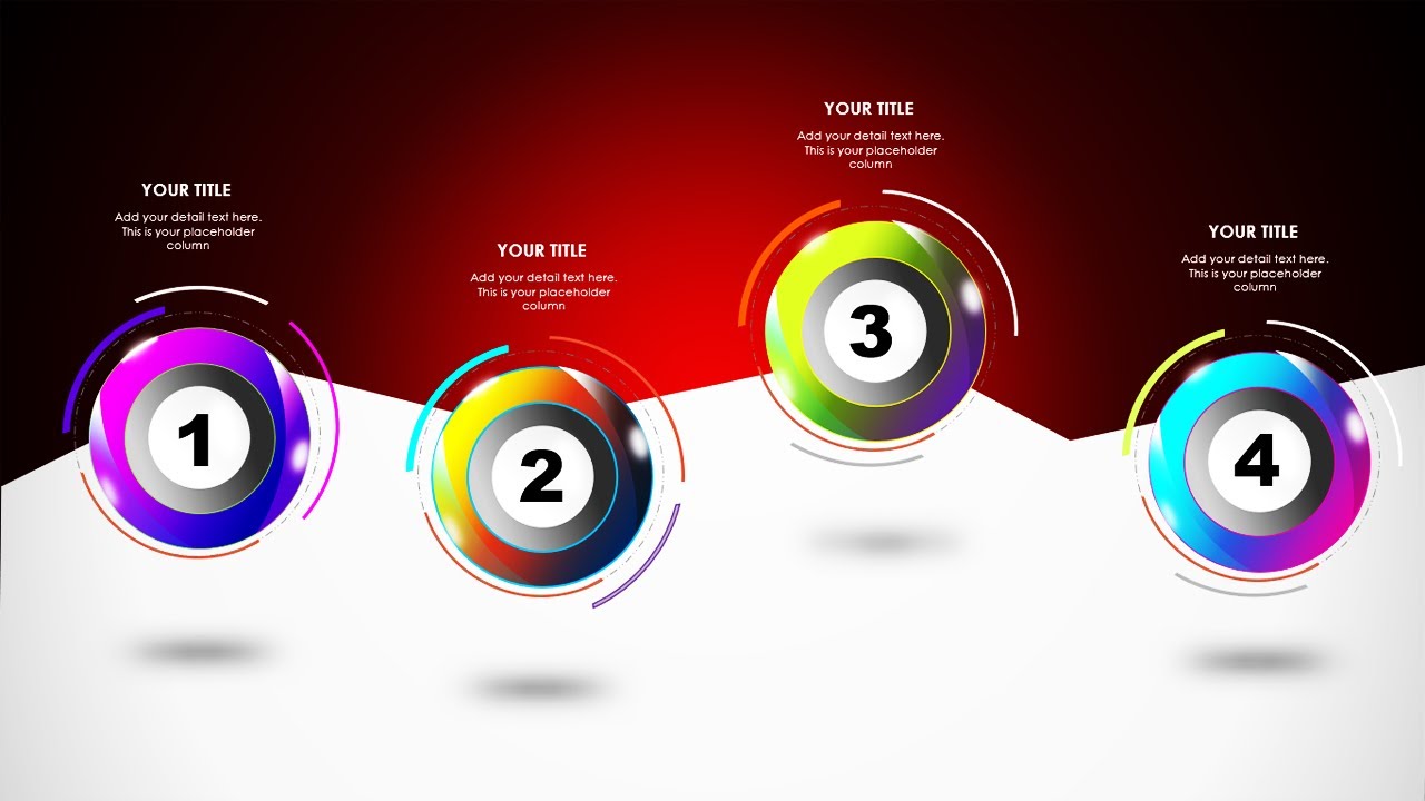 Create 4 Glossy Circular Options Infographic Slide in PowerPoint