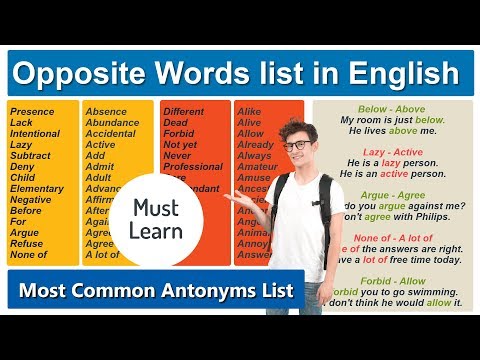 Most Common Antonyms List || Opposite Words list in English for Beginners || Must Learn