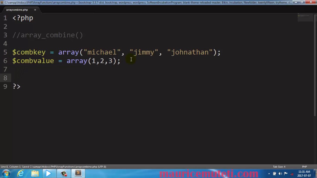 PHP array combine Function