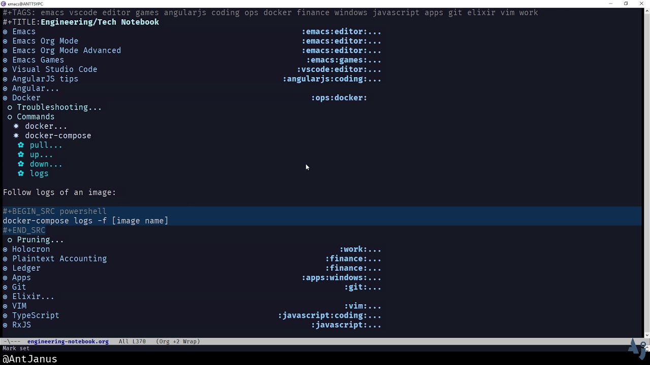 Keeping A WebDev/Tech Notebook In Org Mode