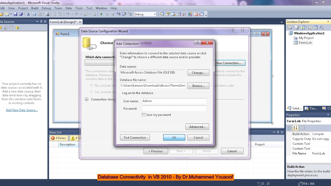 Database Connectivity in VB 2010