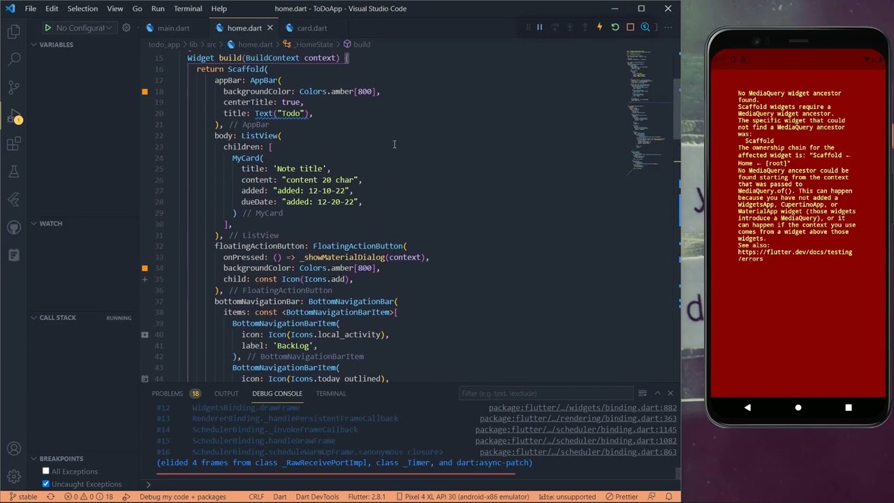 FlutterError (No MaterialLocalizations found.)