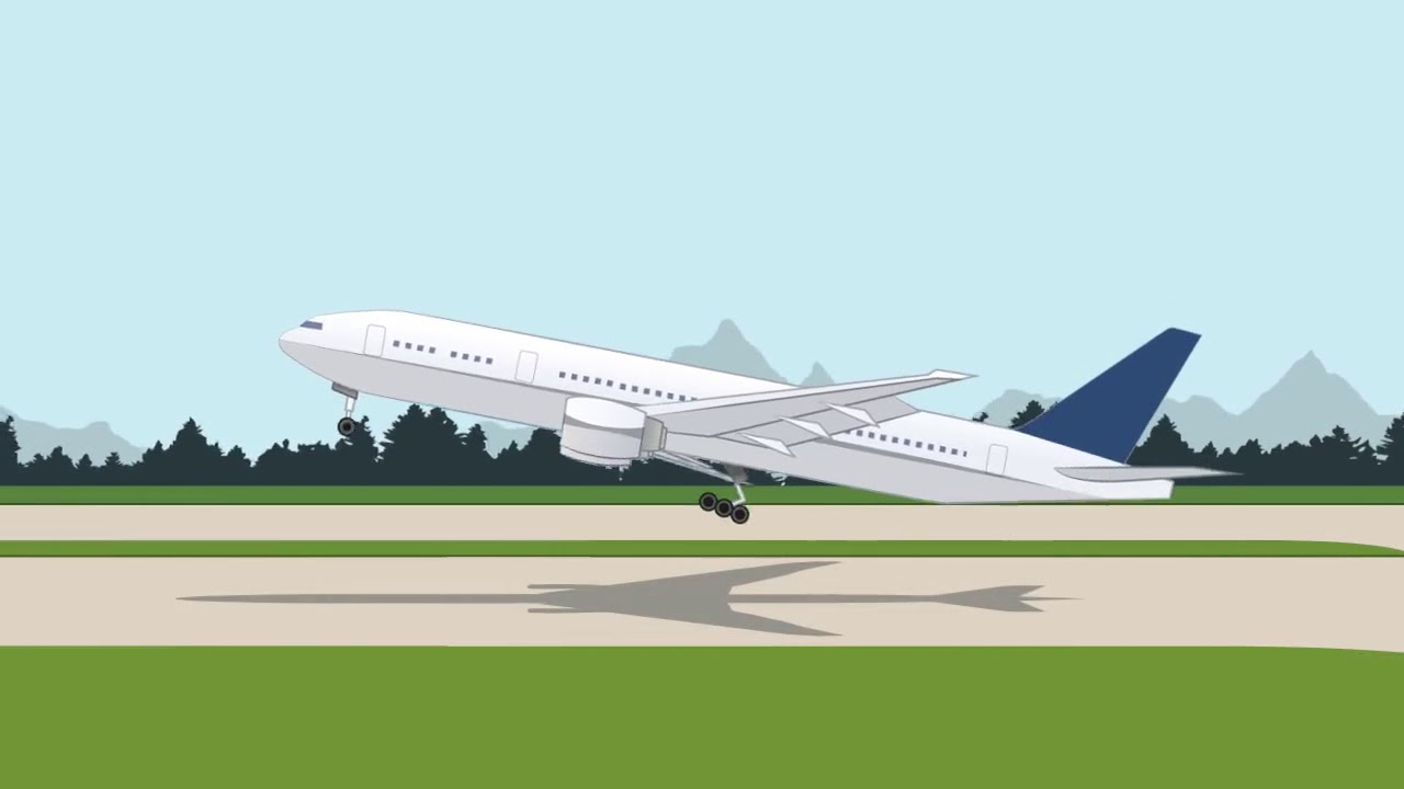 Background video animation of airplane landing